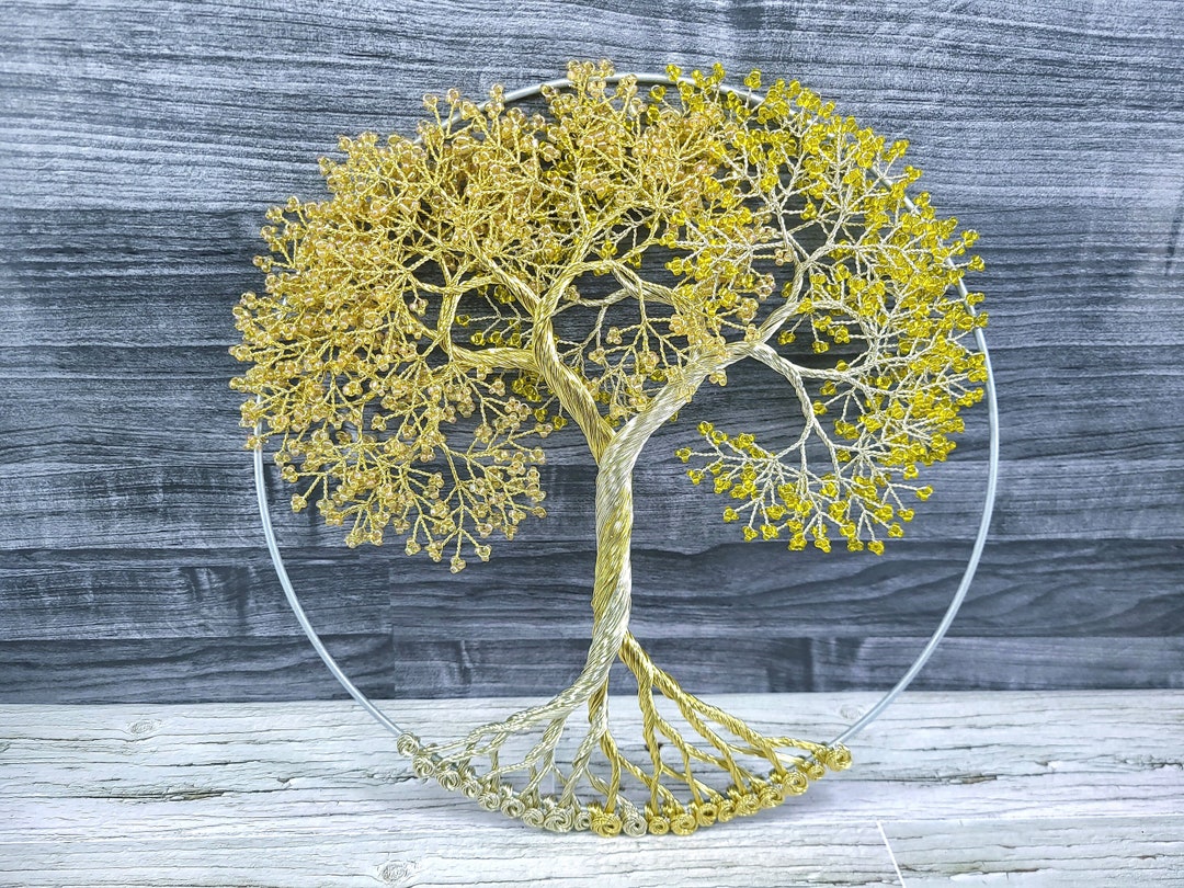 Large Yellow Wall Hanging Wire Tree Colorful Statement Piece - Etsy