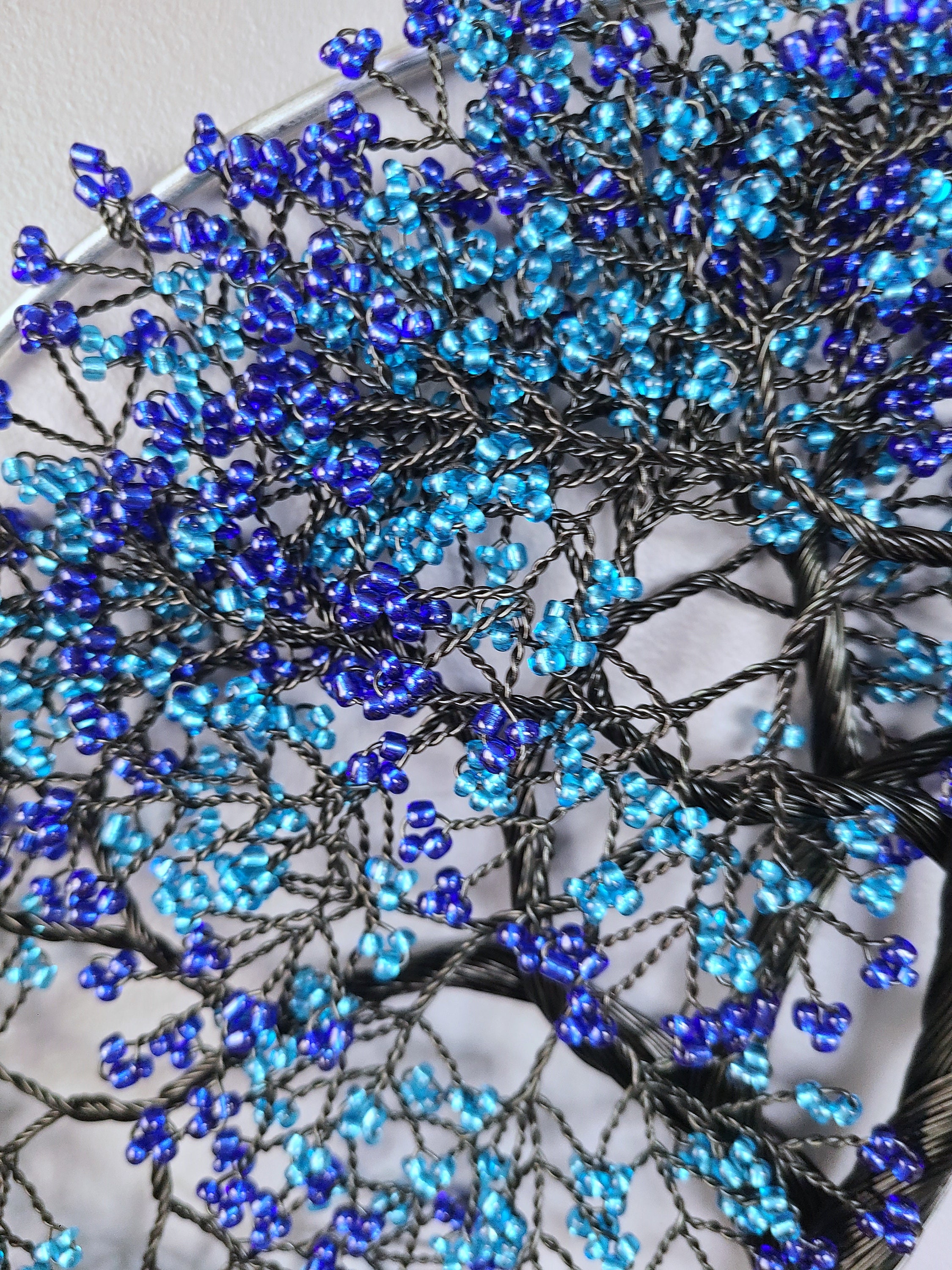 Large Handmade Dark Blue and Light Blue Wire Tree Wall Hanging - Etsy