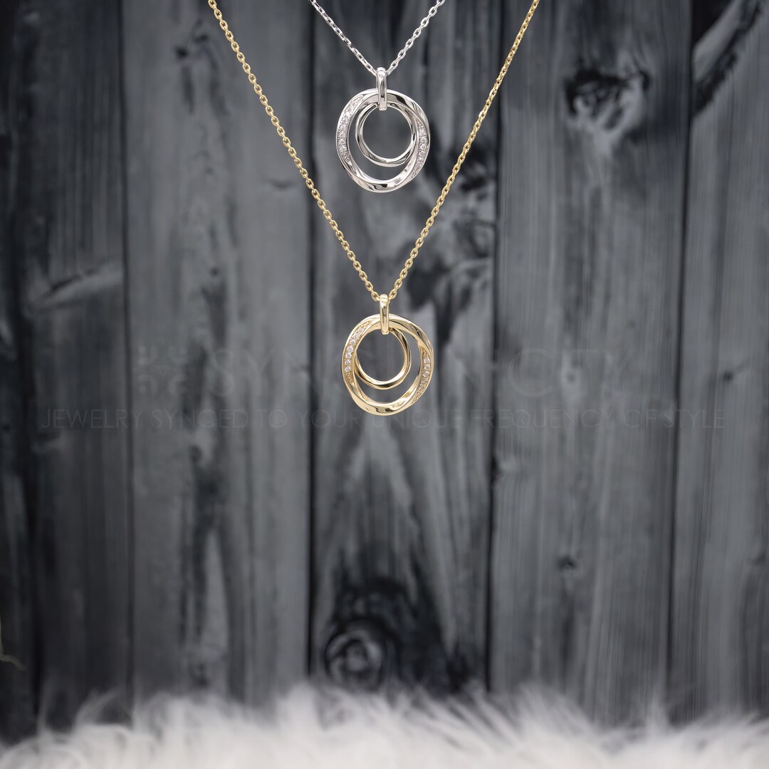Minimalist Double Ring Circle Chain Necklace for Women - 925 Silver ...