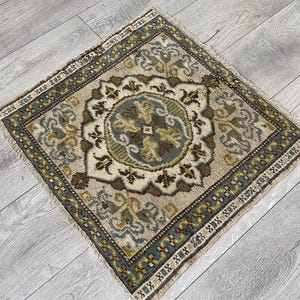 Brown Square Rug, Vintage Rug, Neutral Rug, Small Rug, Turkish Rug ...