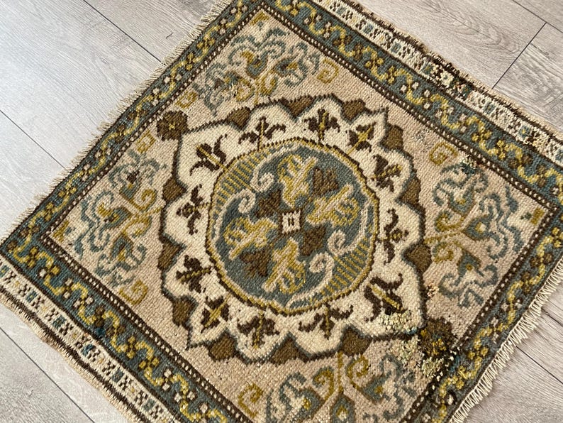 Brown Square Rug, Vintage Rug, Neutral Rug, Small Rug, Turkish Rug ...