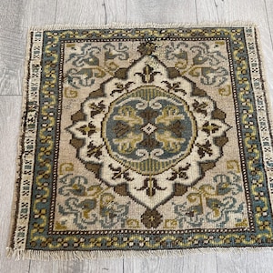 Brown Square Rug, Vintage Rug, Neutral Rug, Small Rug, Turkish Rug ...