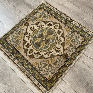 Brown Square Rug, Vintage Rug, Neutral Rug, Small Rug, Turkish Rug ...