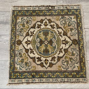 Brown Square Rug, Vintage Rug, Neutral Rug, Small Rug, Turkish Rug ...