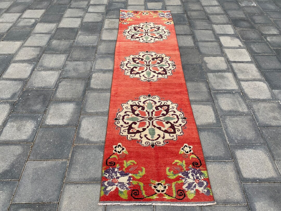 Turkish Rug, Vintage Rug, Red Rug, Runner Rug, Boho Rug, 2.5x9.2 Ft ...