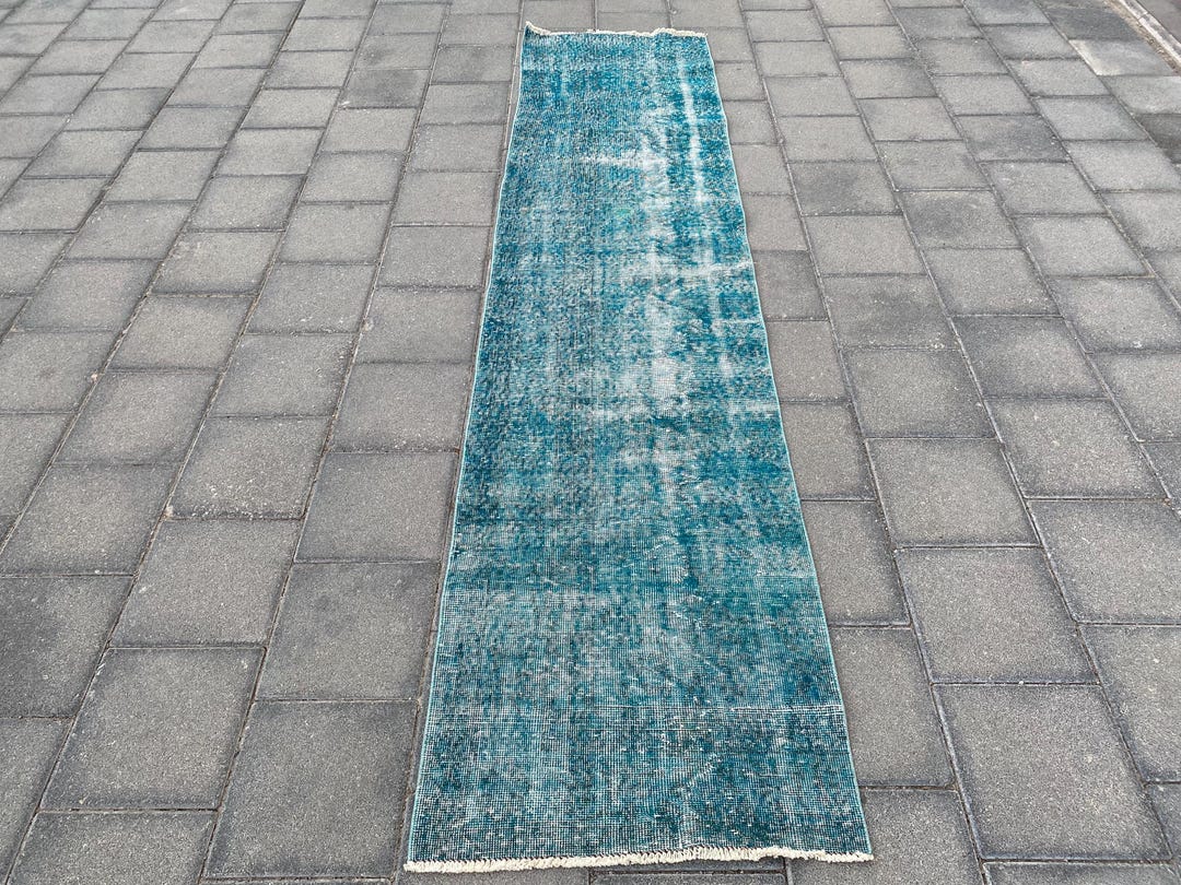 2.4x10.0 Ft, Turquoise Runner Rug, Vintage Rug, Turkish Rug, Rustic Rug ...