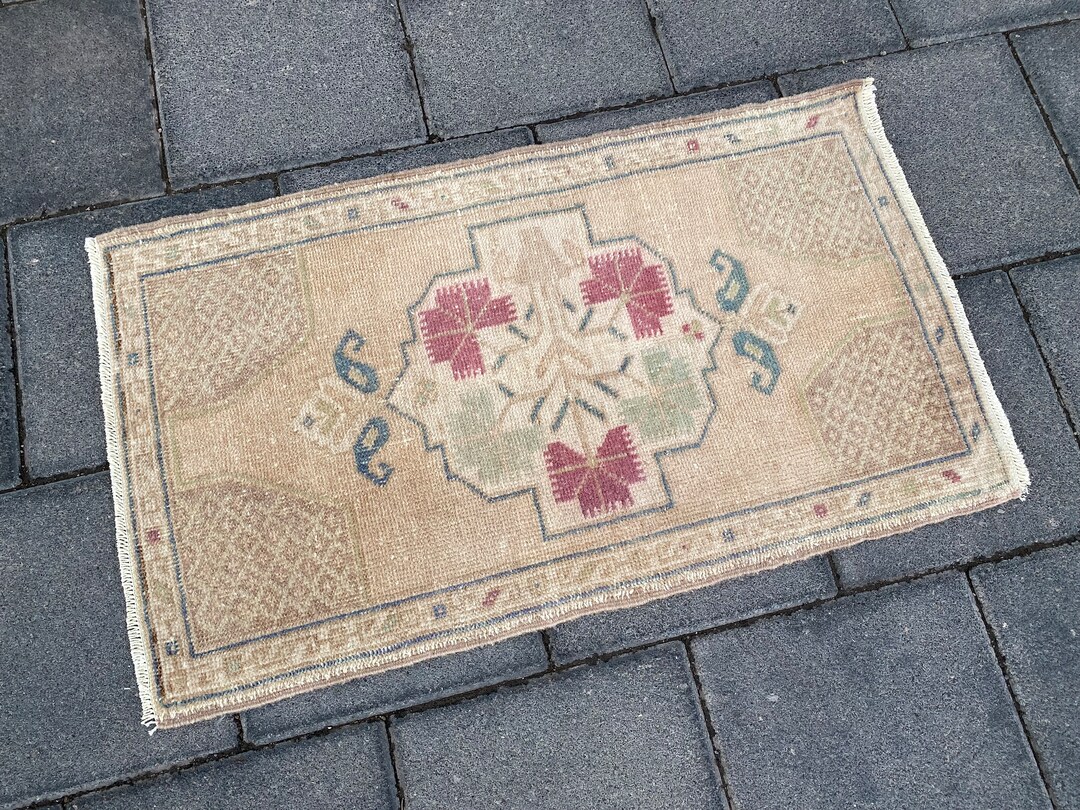 Brown Rug, Turkish Small Rug, Neutral Rug, Pastel Rug, 1.7x3.0 Ft ...