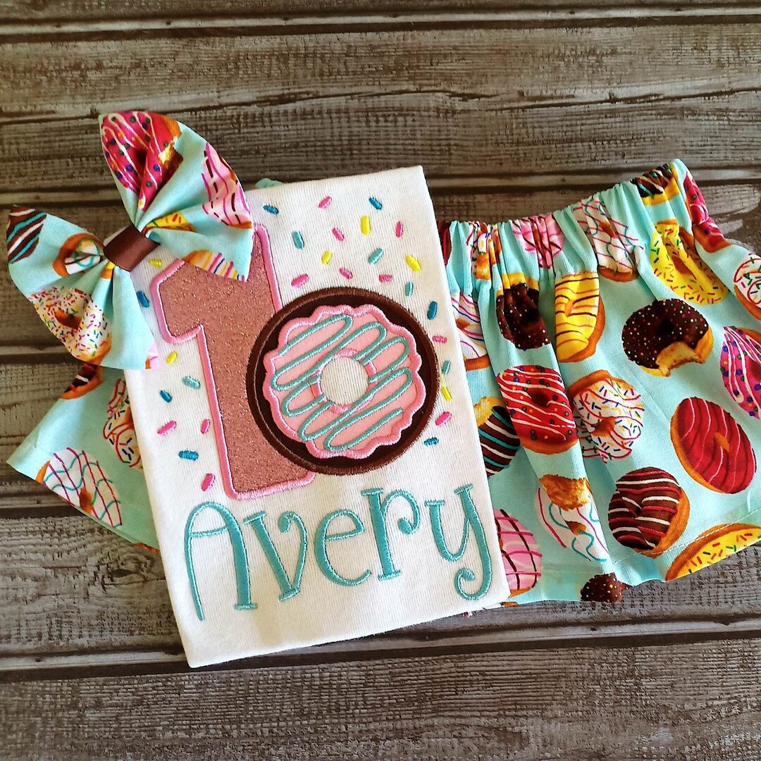 Personalized Donut Embroidered Birthday Outfit for Girls, Any Age ...