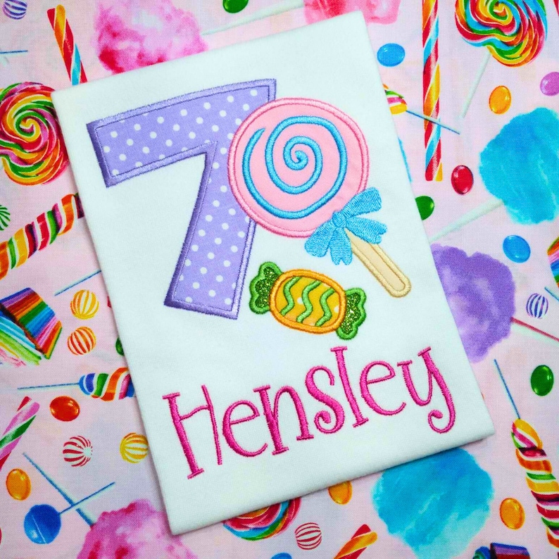 Embroidered Lollipop Birthday Shirt, Sweet Candy Embroidered Shirt for ...