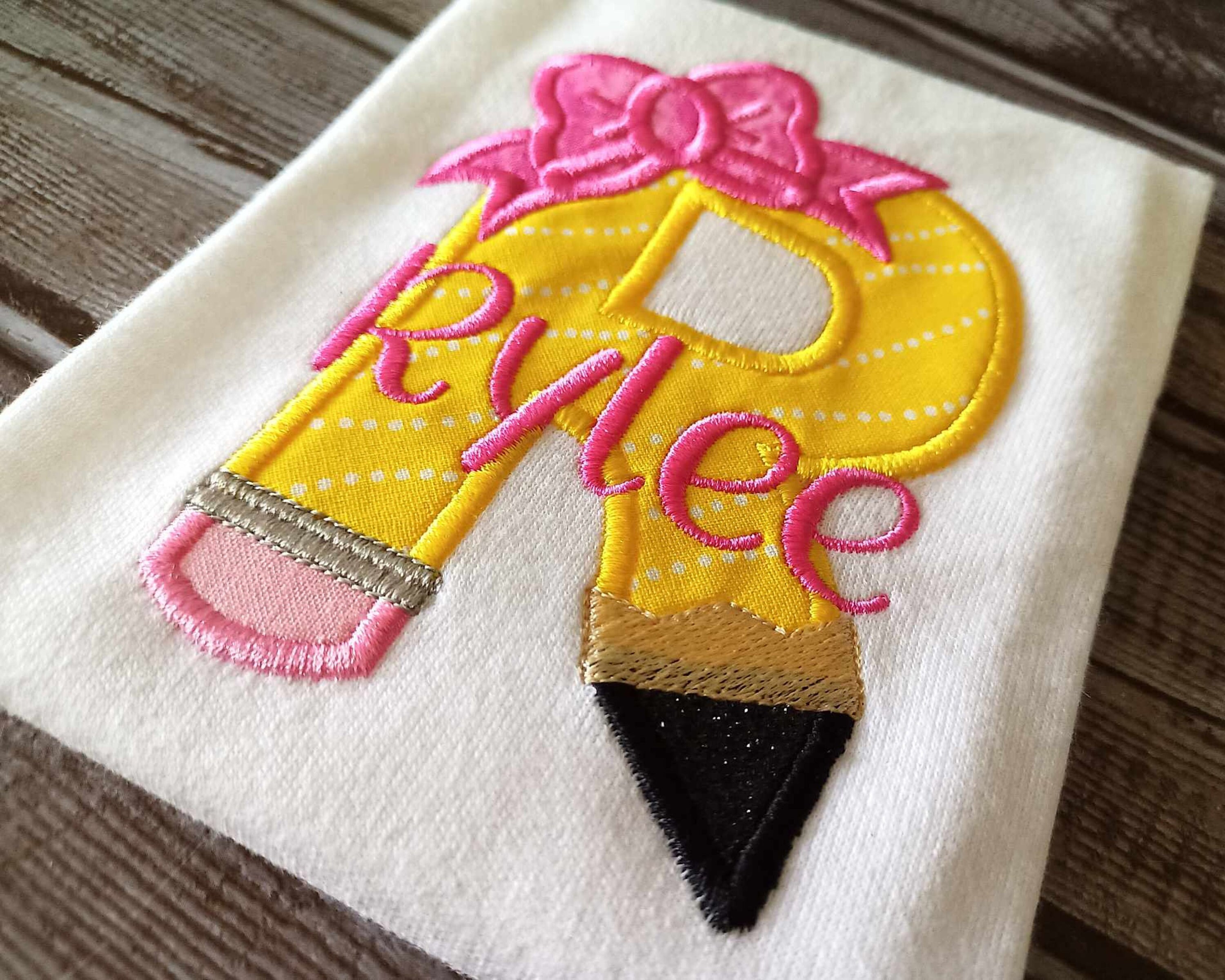 Pencil Monogram With Bow, Back to School Girl Shirt, First Day of ...