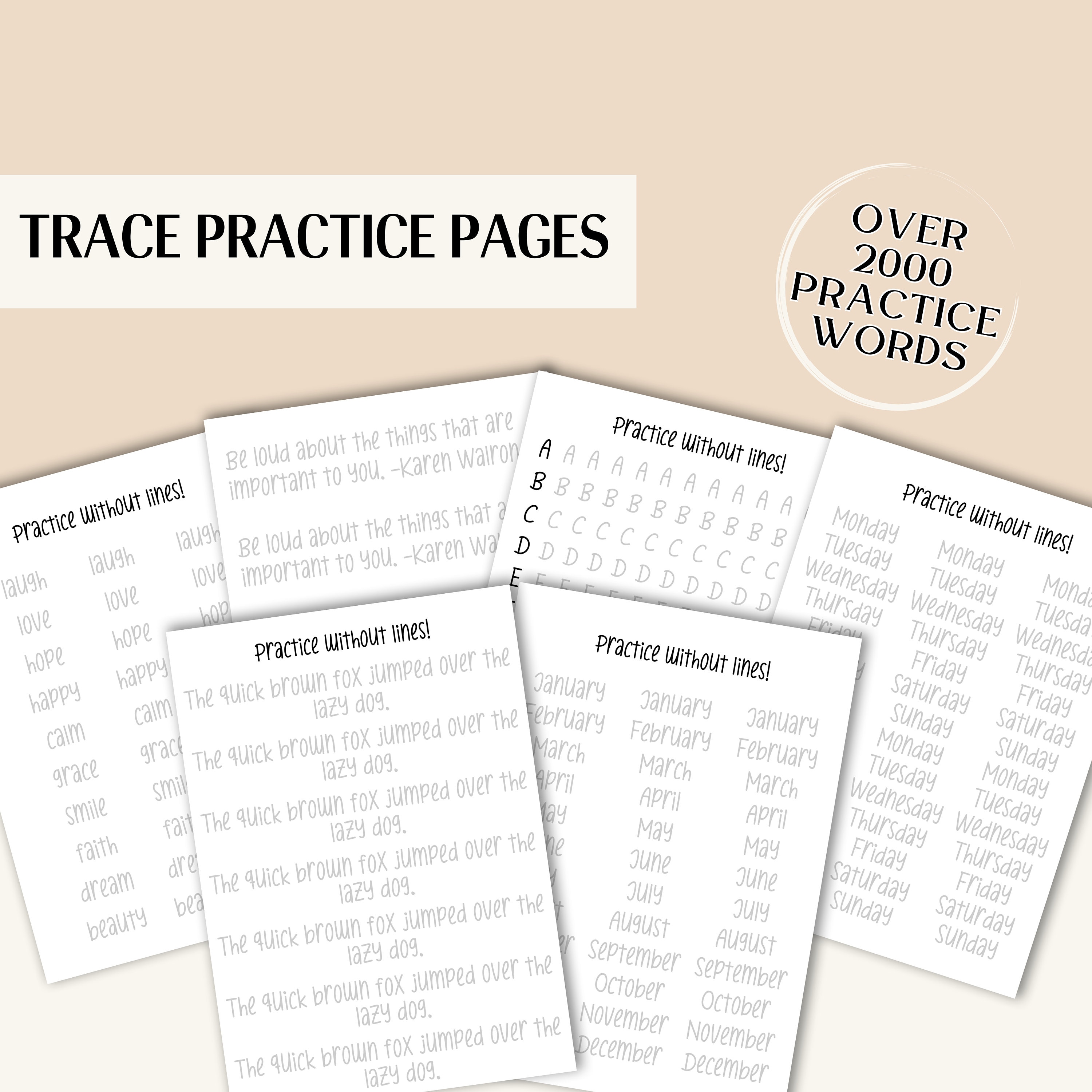 Neat Handwriting Practice Sheets for Adults | Hand Lettering Workbook ...