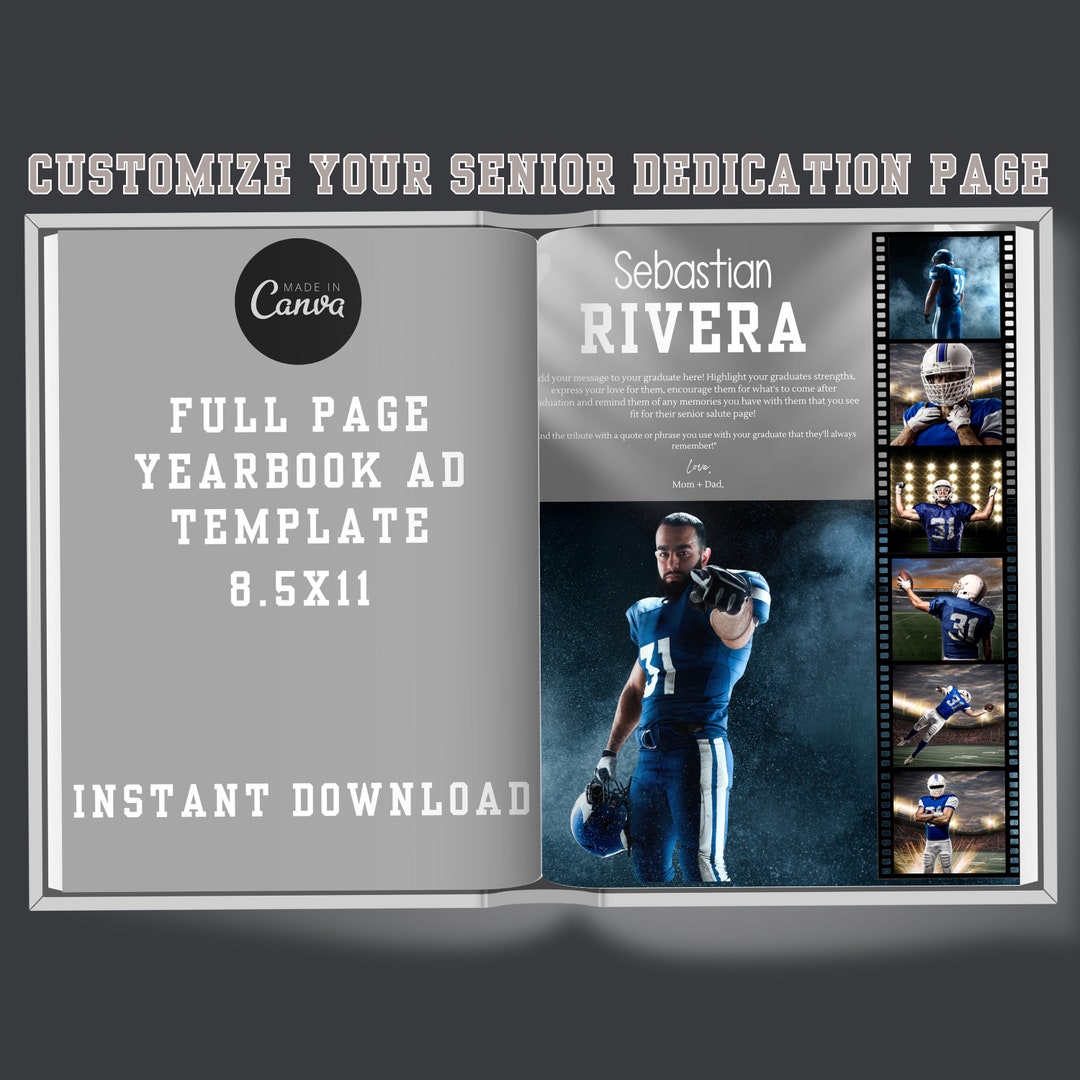 Full Page Ad for Yearbook, Senior Boy Graduation Ad Template, Senior ...