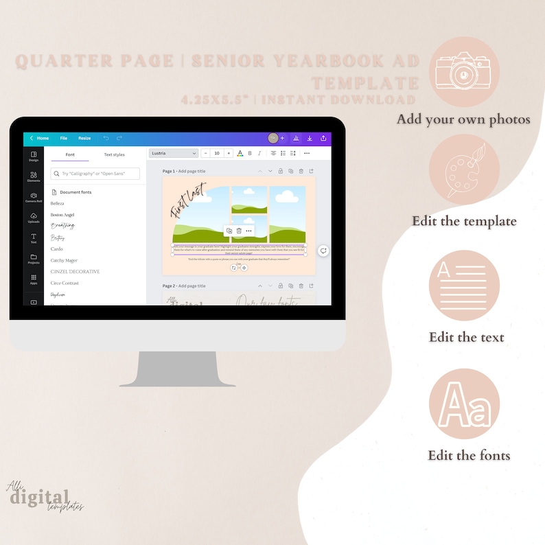 Quarter Page Yearbook Ad Template, Graduation Ads, Senior Yearbook Ad ...