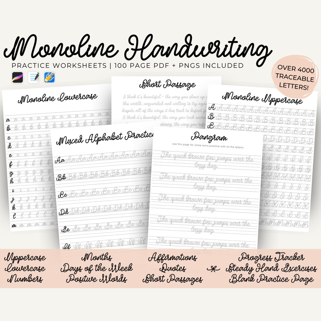 Monoline Bouncy Cursive Handwriting Practice Workbook, Lettering ...