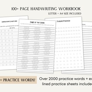 Neat Handwriting Workbook for Adults | Cute Handwriting Practice Sheets ...