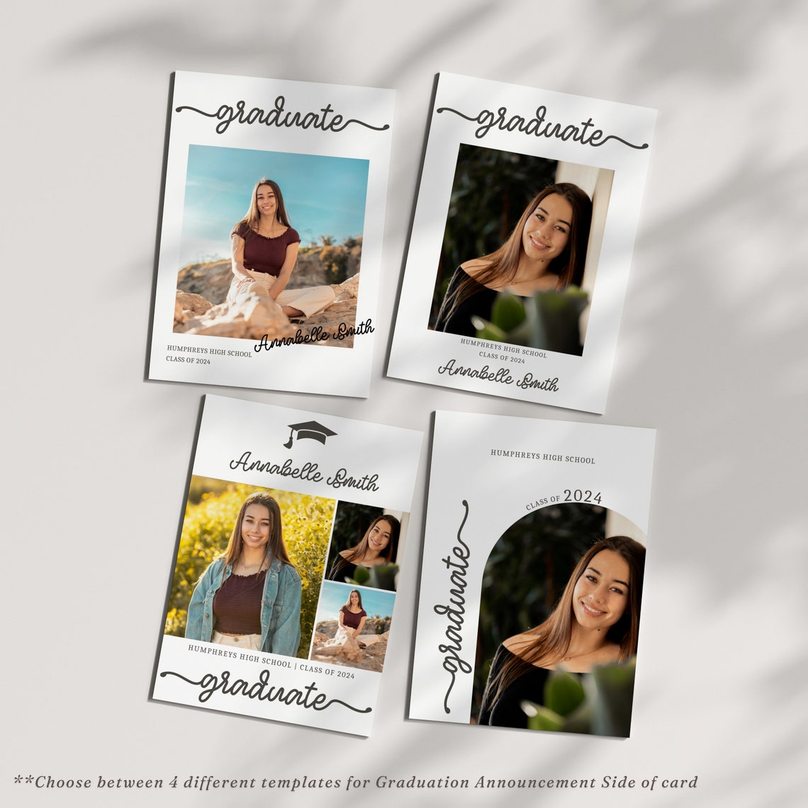 Boho Graduation Announcement Card, Modern Graduation Invitation ...