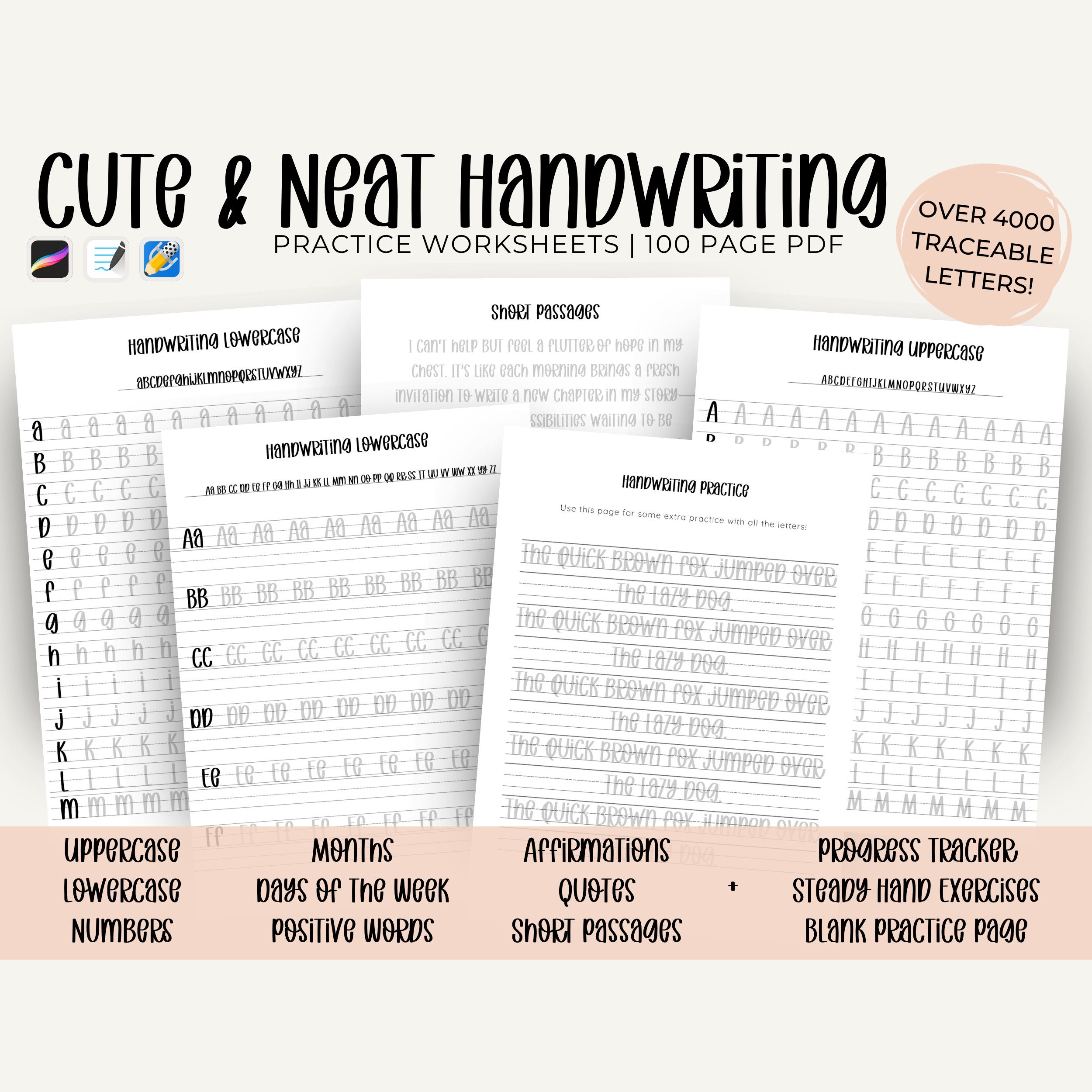 Hand Lettering Practice for Beginners, Alphabet Writing Practice, ABC ...