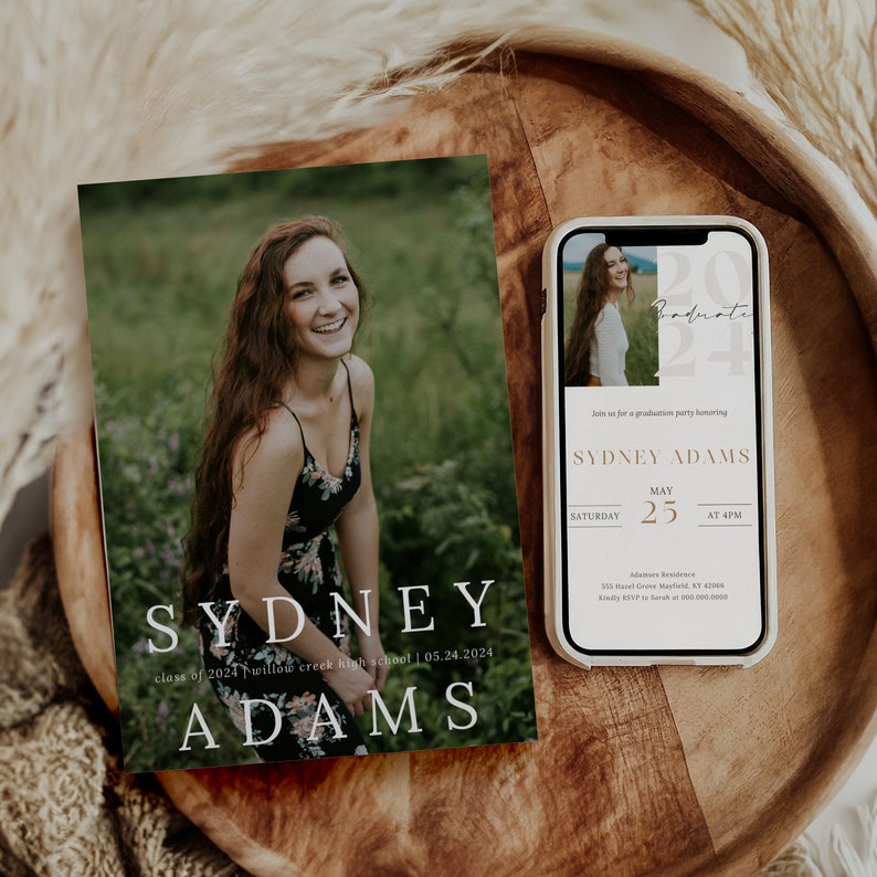 Graduation Invitation 2024 Template, Grad Party Invite, Modern ...