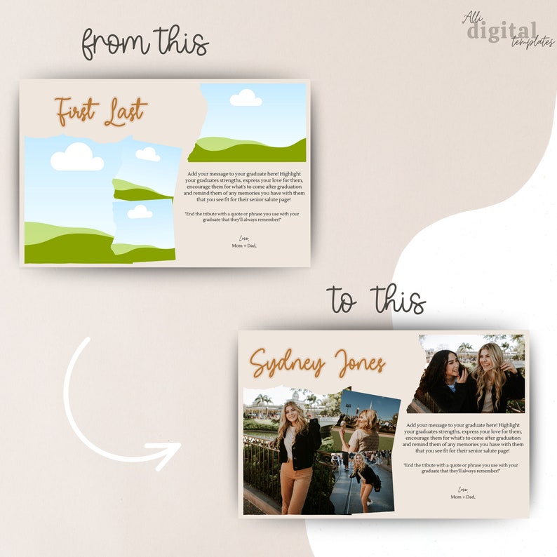 Half Page Custom Yearbook Ad Template for Senior Tribute | Yearbook ...