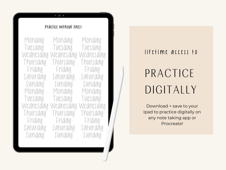 Neat Handwriting Practice Sheets, Procreate Handwriting iPad Lettering ...