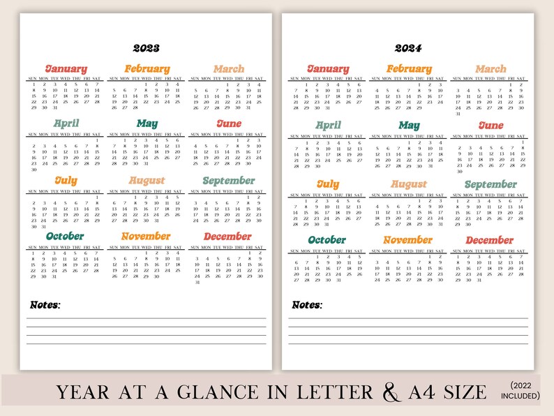 2022-2024 Calendar Bundle Printable Editable Monthly - Etsy