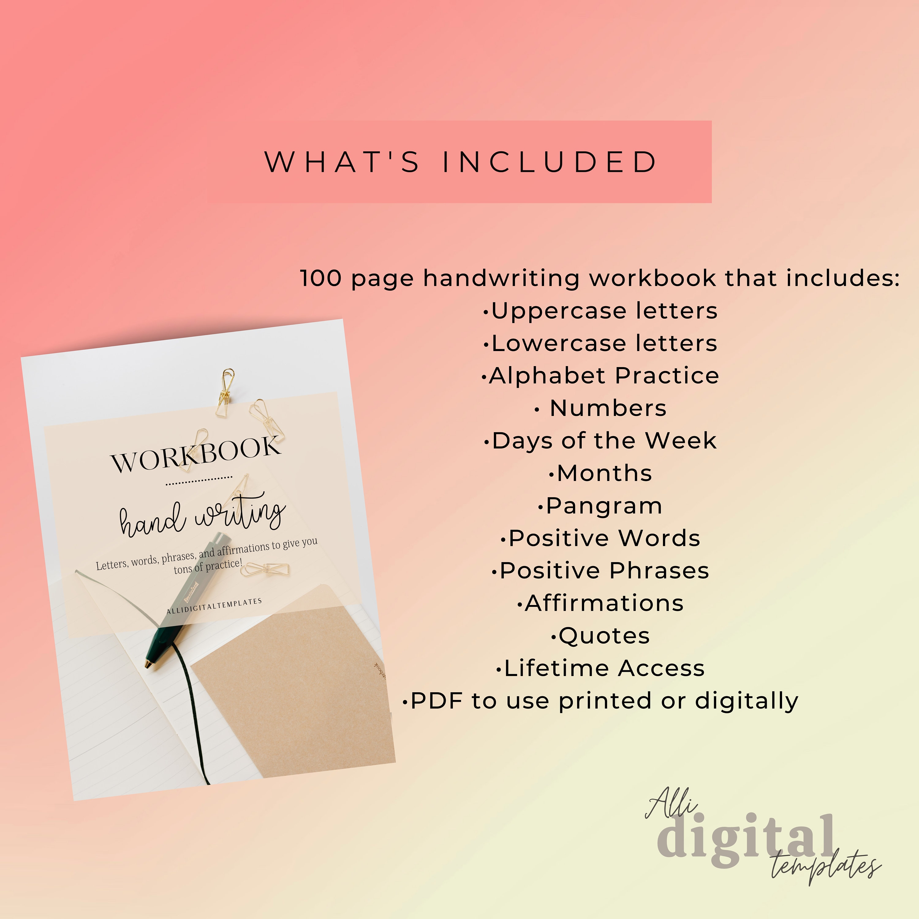 Monoline Bouncy Cursive Handwriting Practice Workbook, Lettering ...