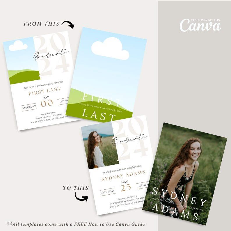 Graduation Invitation 2024 Template, Grad Party Invite, Modern ...