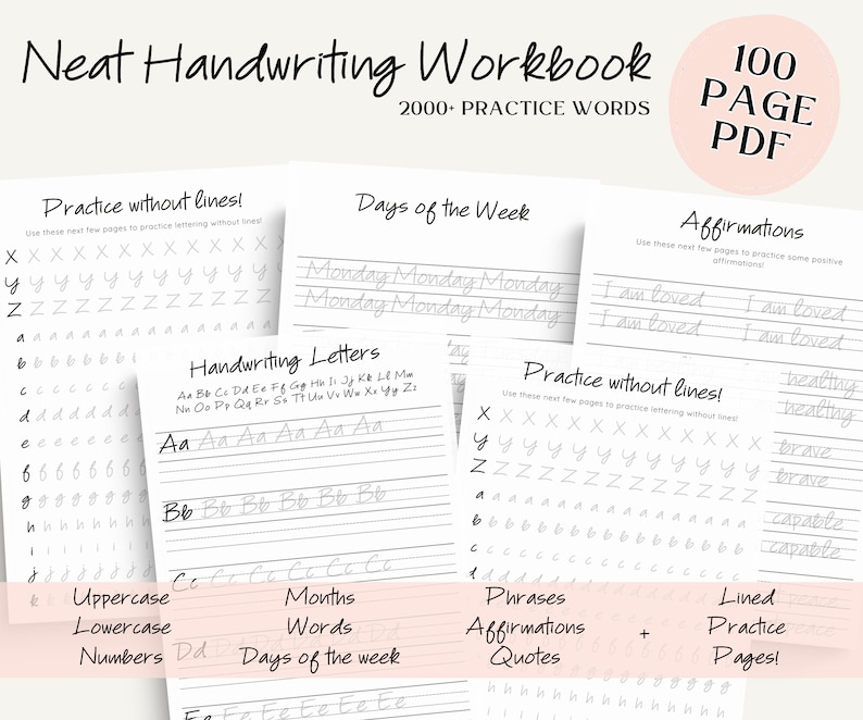 Handwriting Practice Workbook | Cute Handwriting Practice, Fancy ...