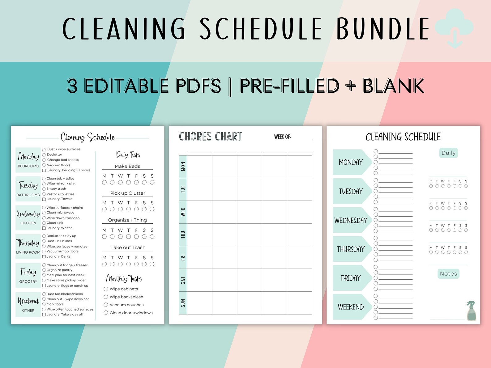 Chore Chart, Chore Chart Printable, Family Chore Chart, Cleaning ...