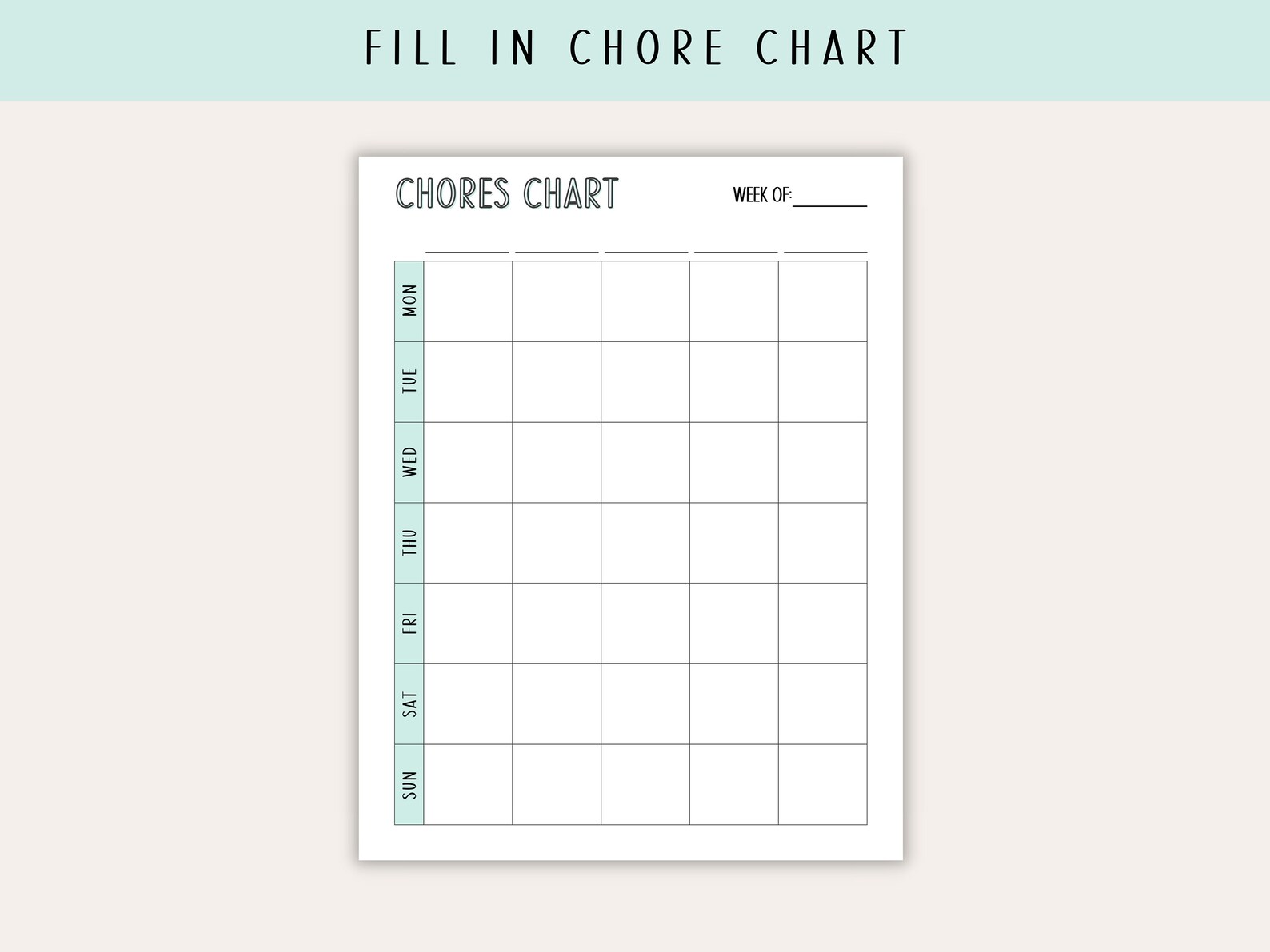 Chore Chart, Chore Chart Printable, Family Chore Chart, Cleaning ...
