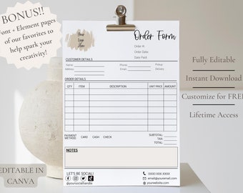 Editable Order Form Canva Template Custom Order Form Small - Etsy