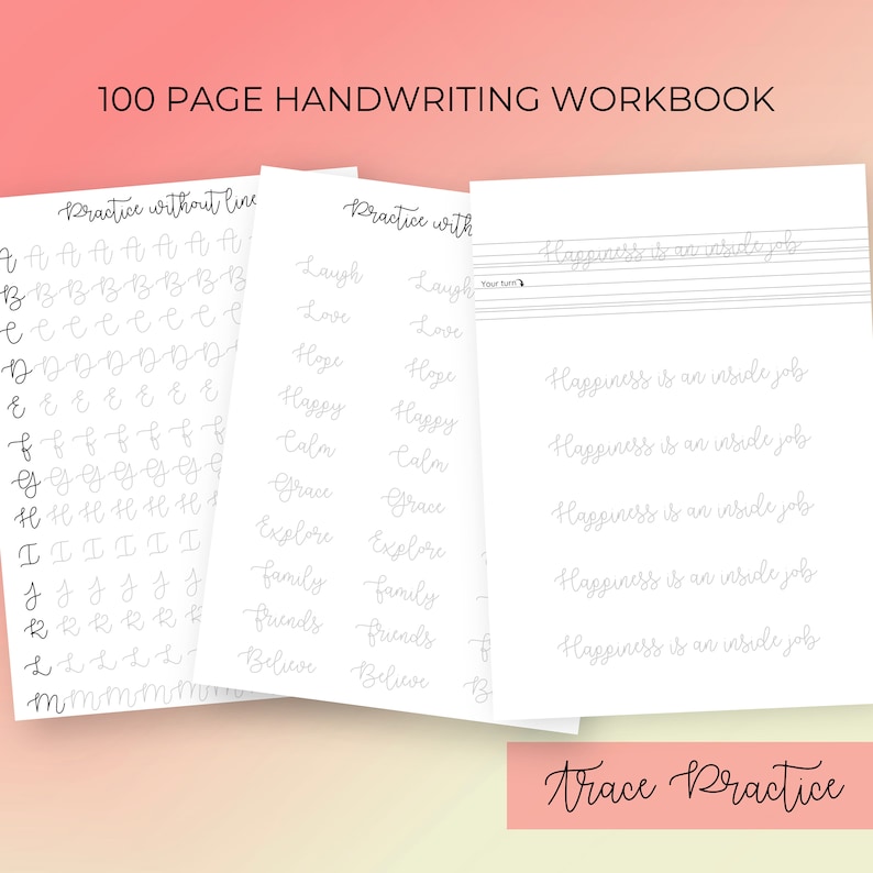 Monoline Bouncy Cursive Handwriting Practice Workbook, Lettering ...
