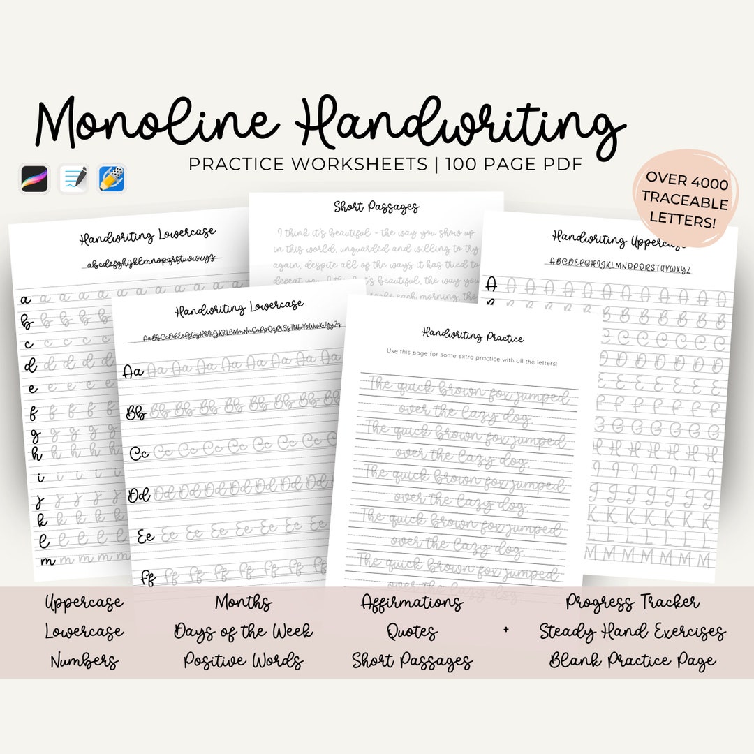 Monoline Bouncy Cursive Handwriting Practice Workbook, Lettering ...