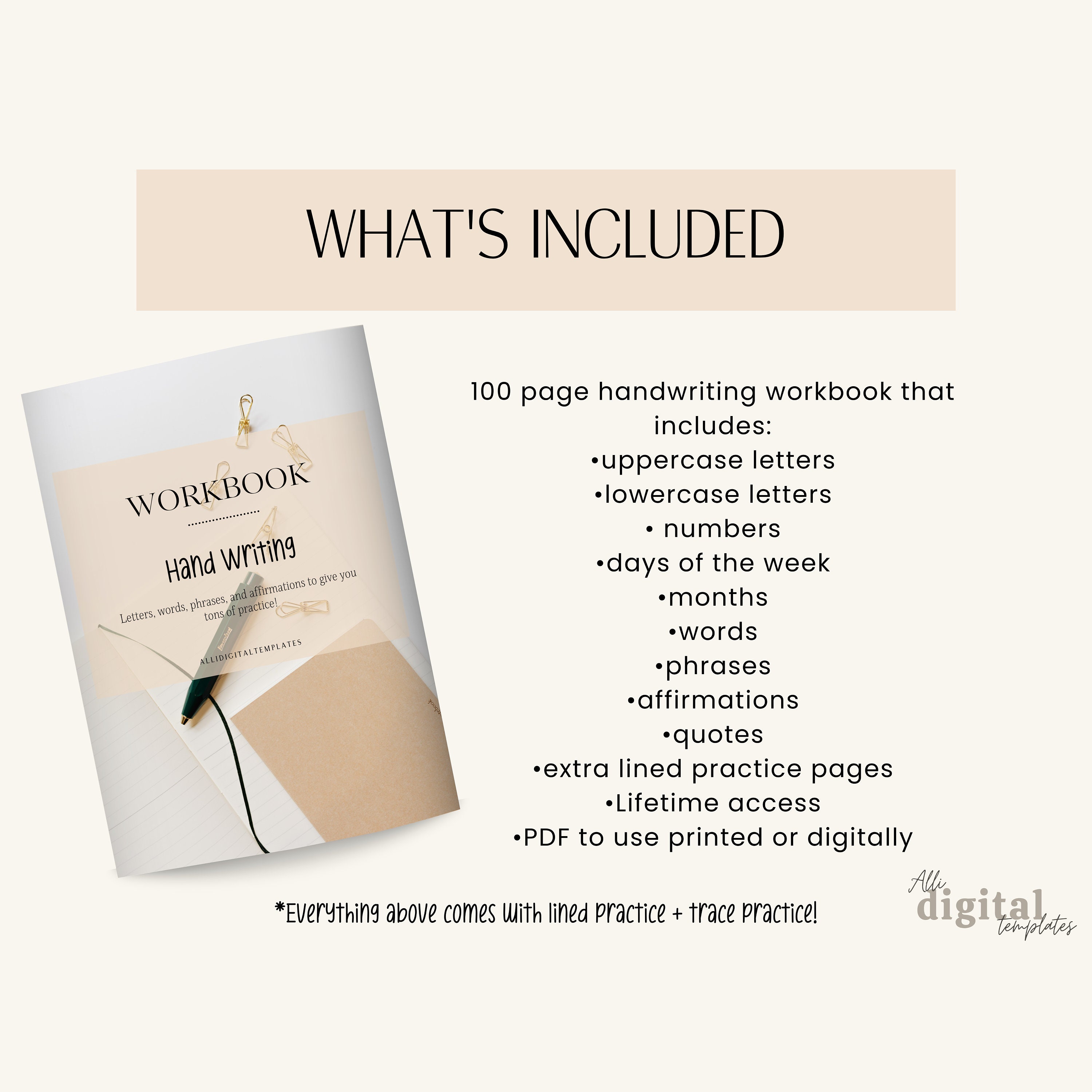 Neat Handwriting Practice Sheets for Adults | Hand Lettering Workbook ...