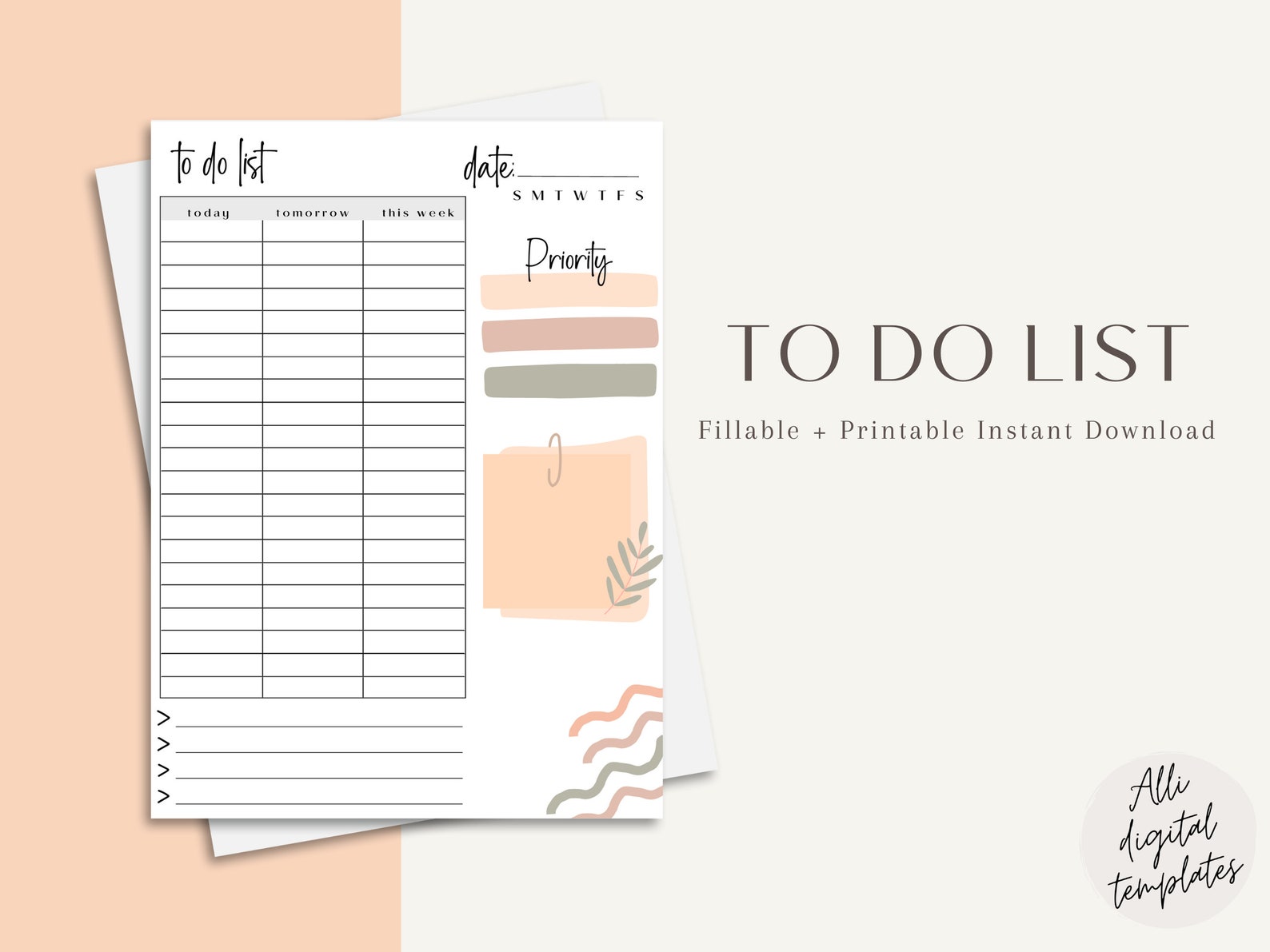 To Do List Template | Printable to Do List, Todo List Digital, to Do ...