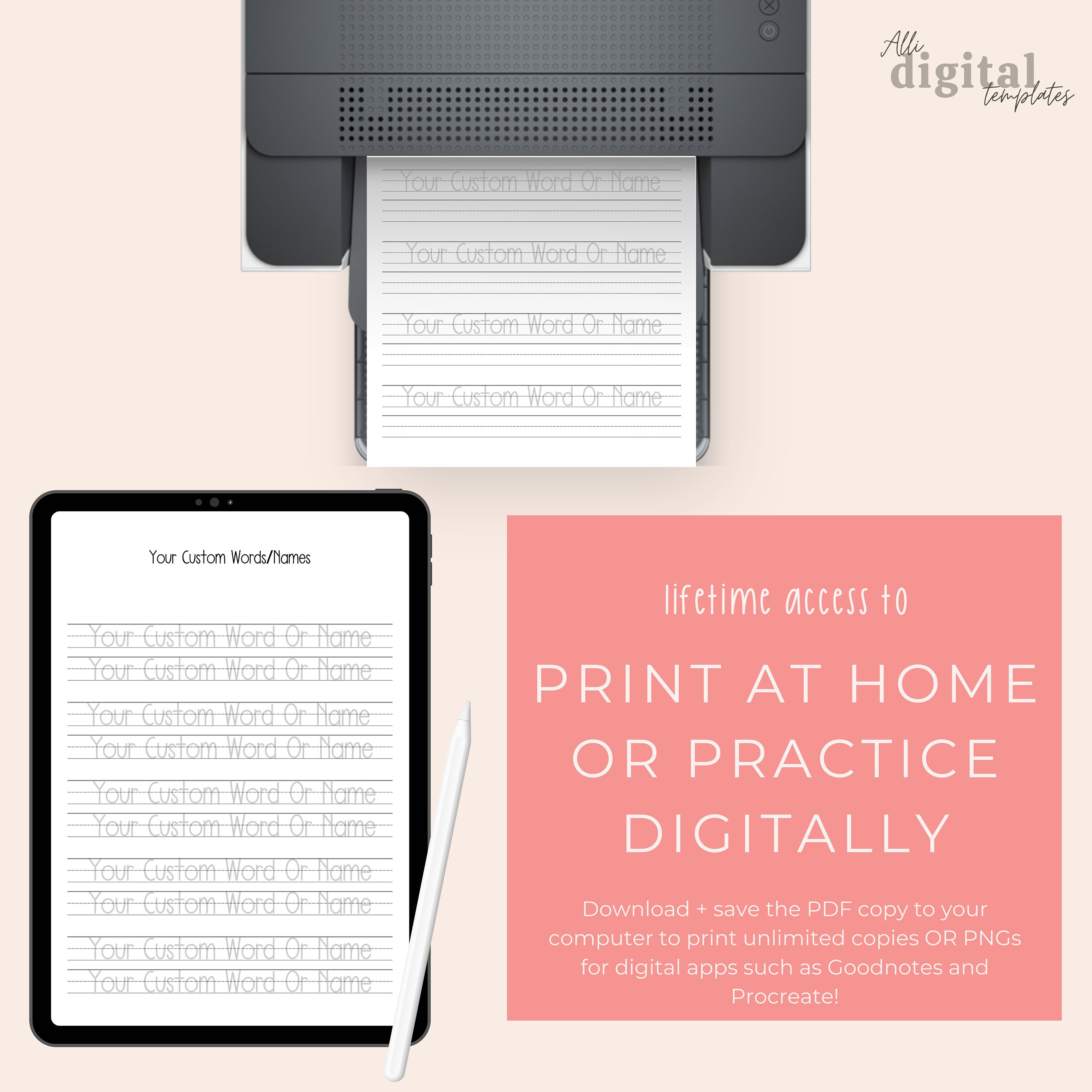 Hand Lettering Practice Sheets for Procreate Neat Handwriting Practice ...