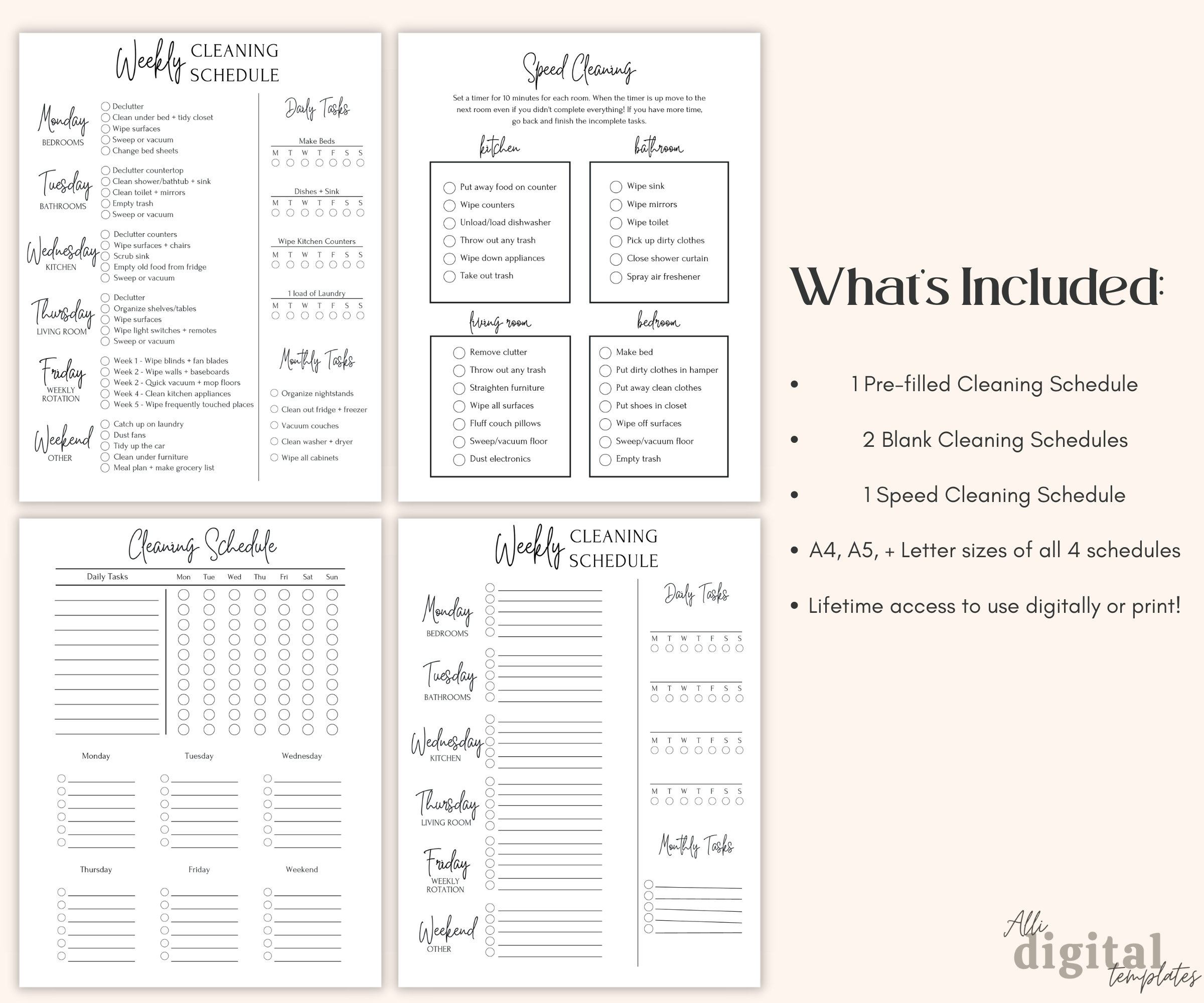Weekly Cleaning Schedule, Efficient Chore Checklist, Time Management ...
