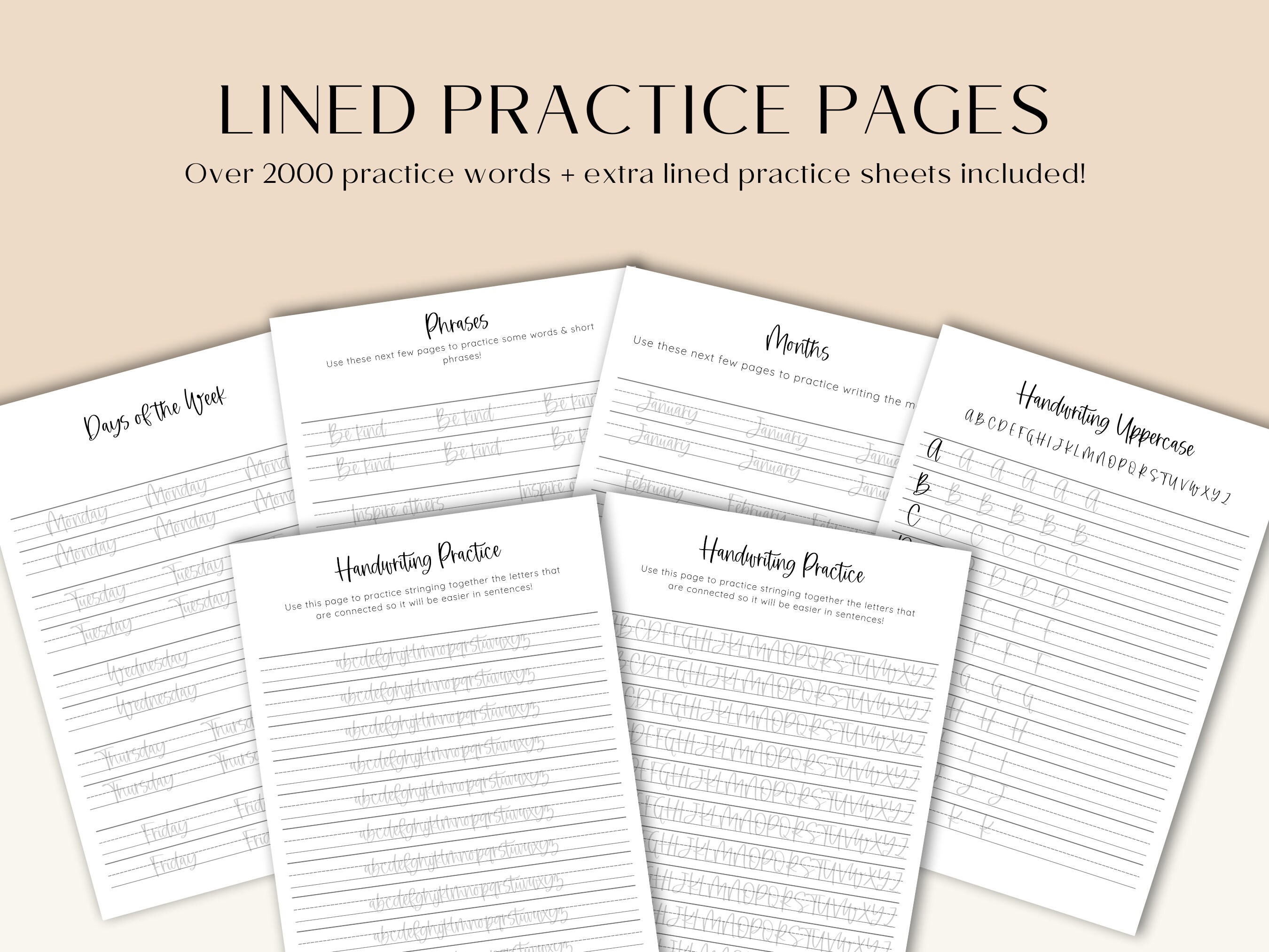 Calligraphy Practice Sheets Handwriting Practice Worksheets, Modern ...