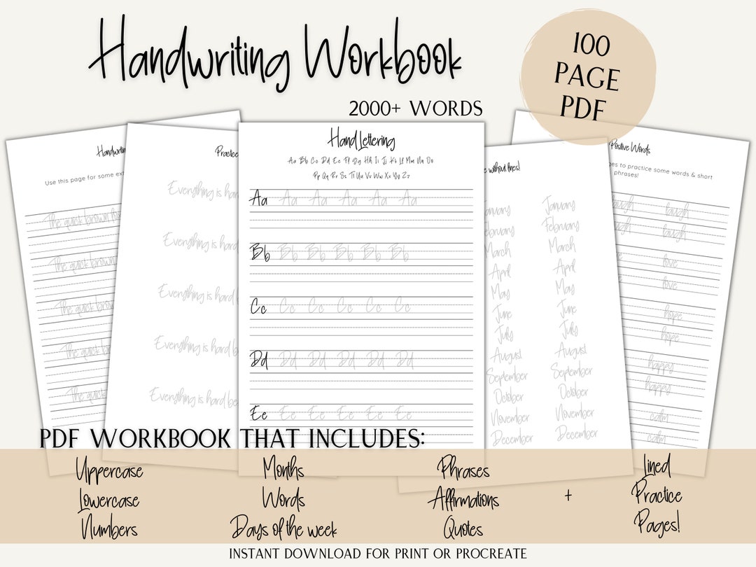 Hand Lettering Practice Sheets for Procreate | Hand Lettering Practice ...