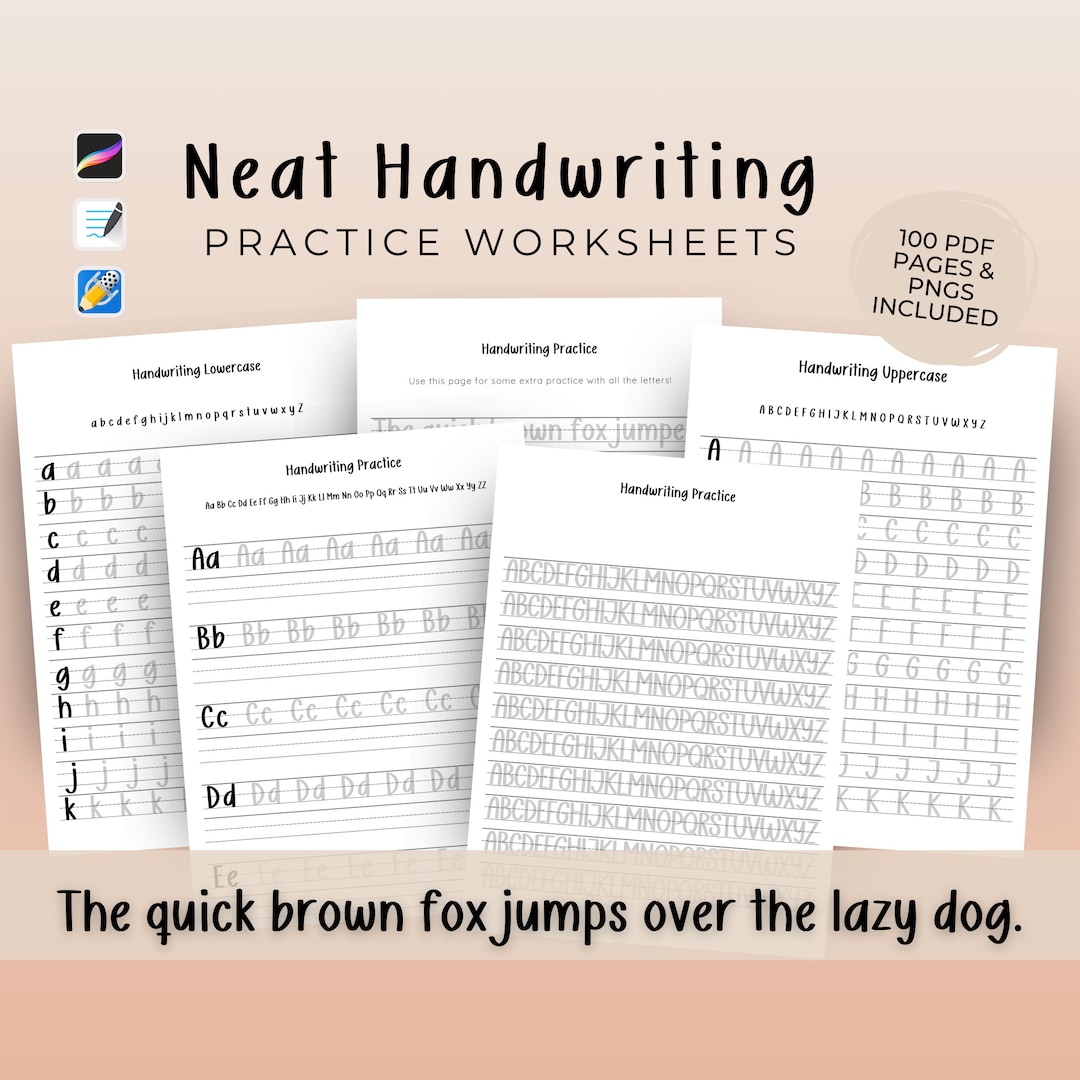 Neat Handwriting Practice Adult Workbook, iPad Lettering Procreate ...