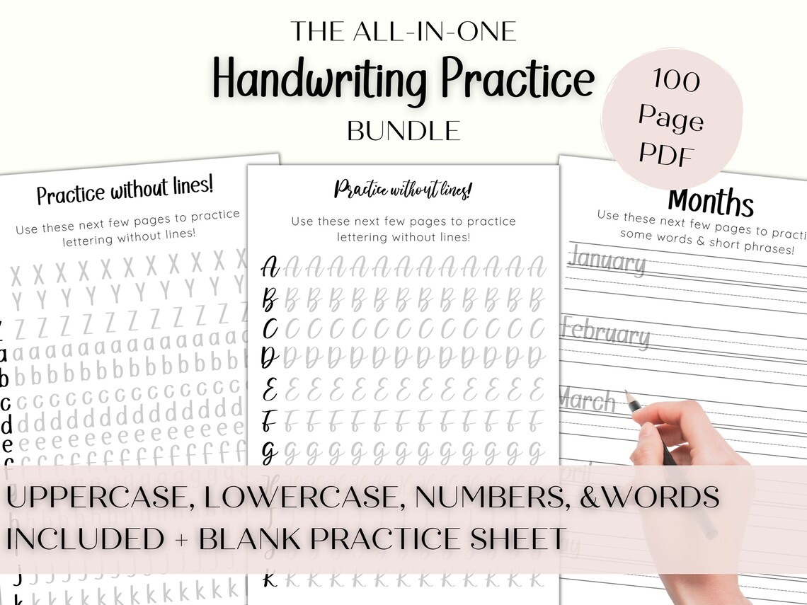 Hand Lettering Practice Sheets for Procreate Hand Lettering - Etsy