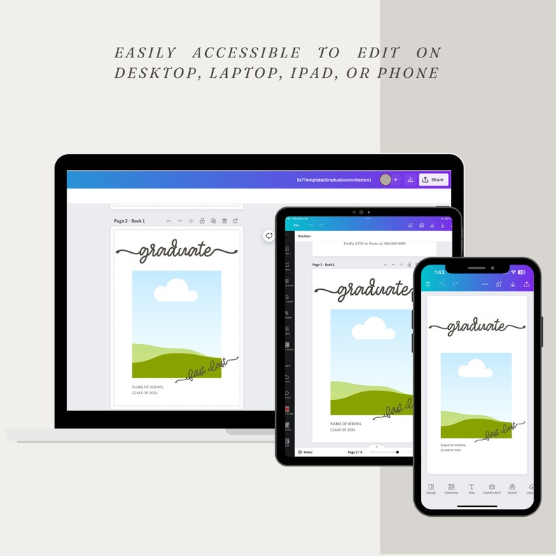 Graduation Invitation 2024 Template, Grad Party Invite, Modern ...