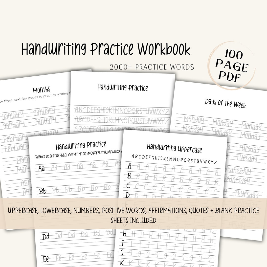 Neat Handwriting Practice Sheets for Adults | Hand Lettering Workbook ...