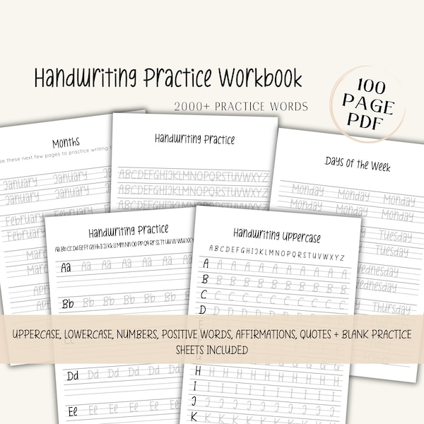 Hand Lettering Workbook - Etsy
