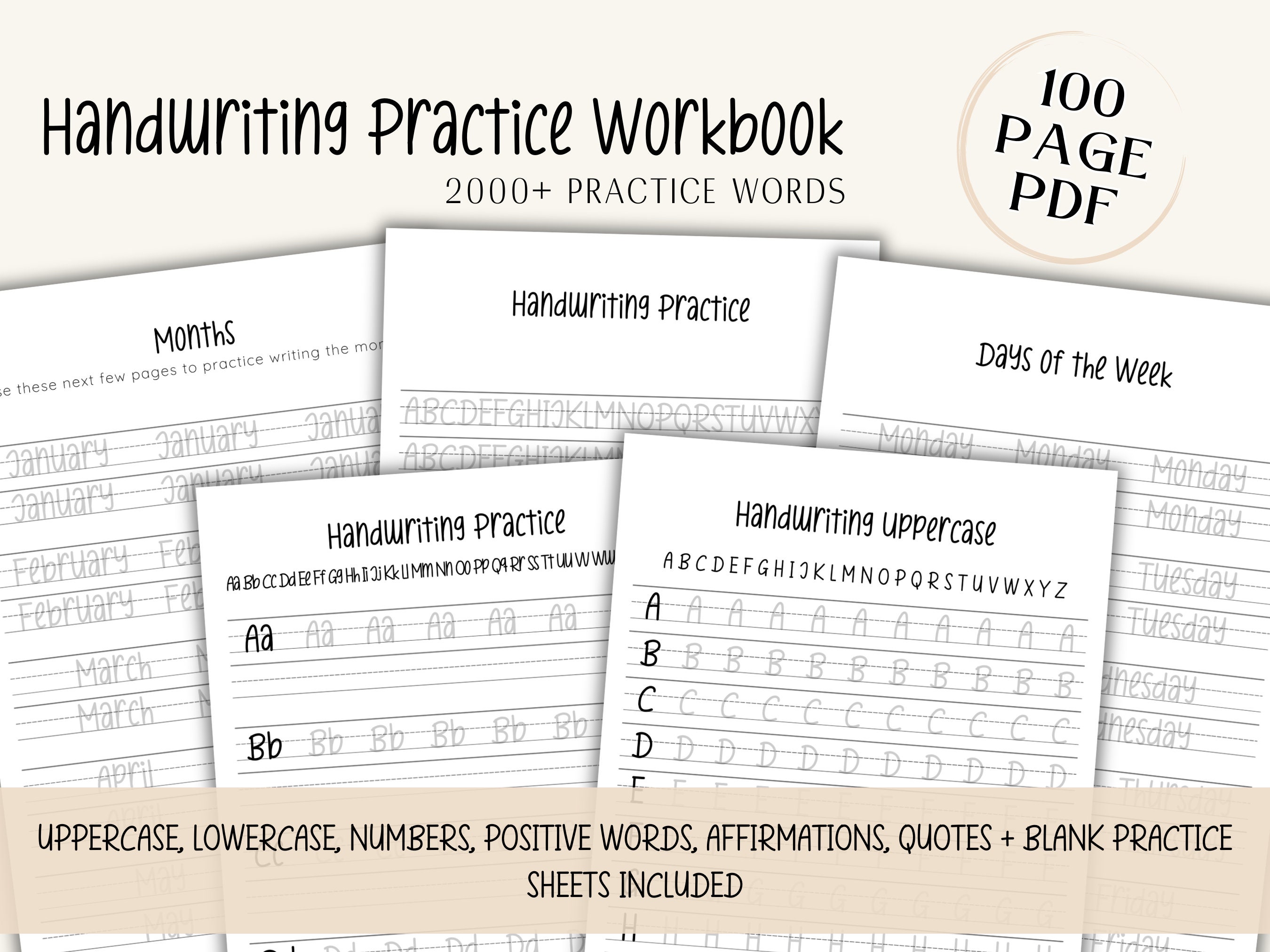 Neat Handwriting Practice Sheets for Adults Hand Lettering - Etsy