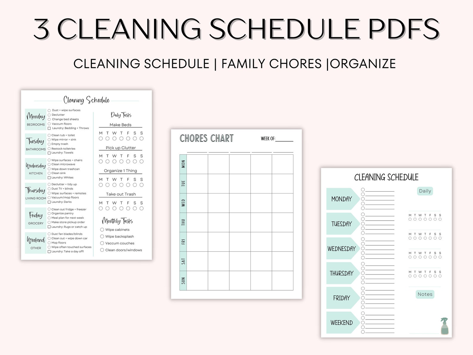 Chore Chart, Chore Chart Printable, Family Chore Chart, Cleaning ...