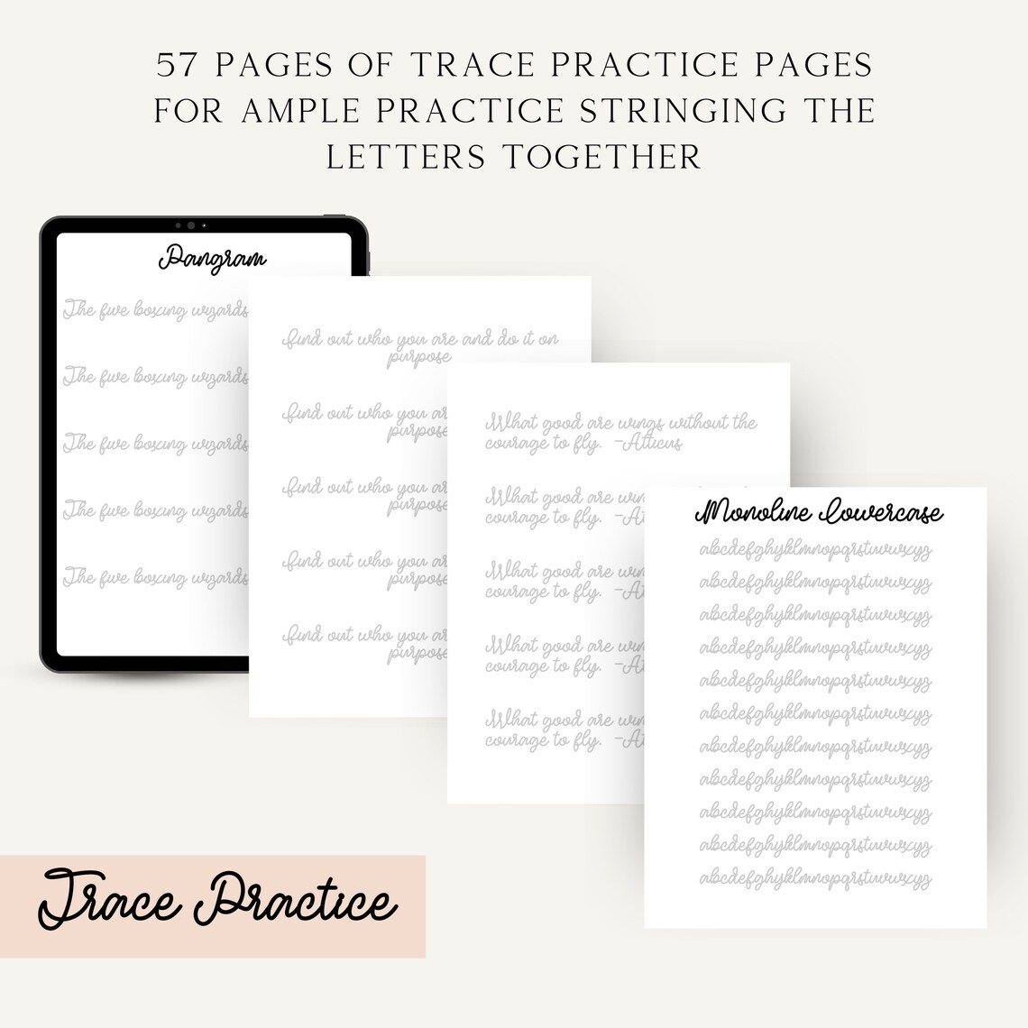 Monoline Bouncy Cursive Handwriting Practice Workbook, Lettering ...