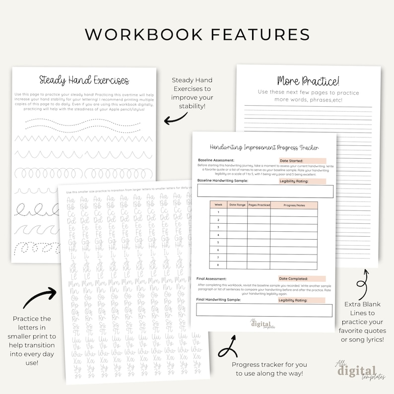 Monoline Bouncy Cursive Handwriting Practice Workbook, Lettering Guide ...