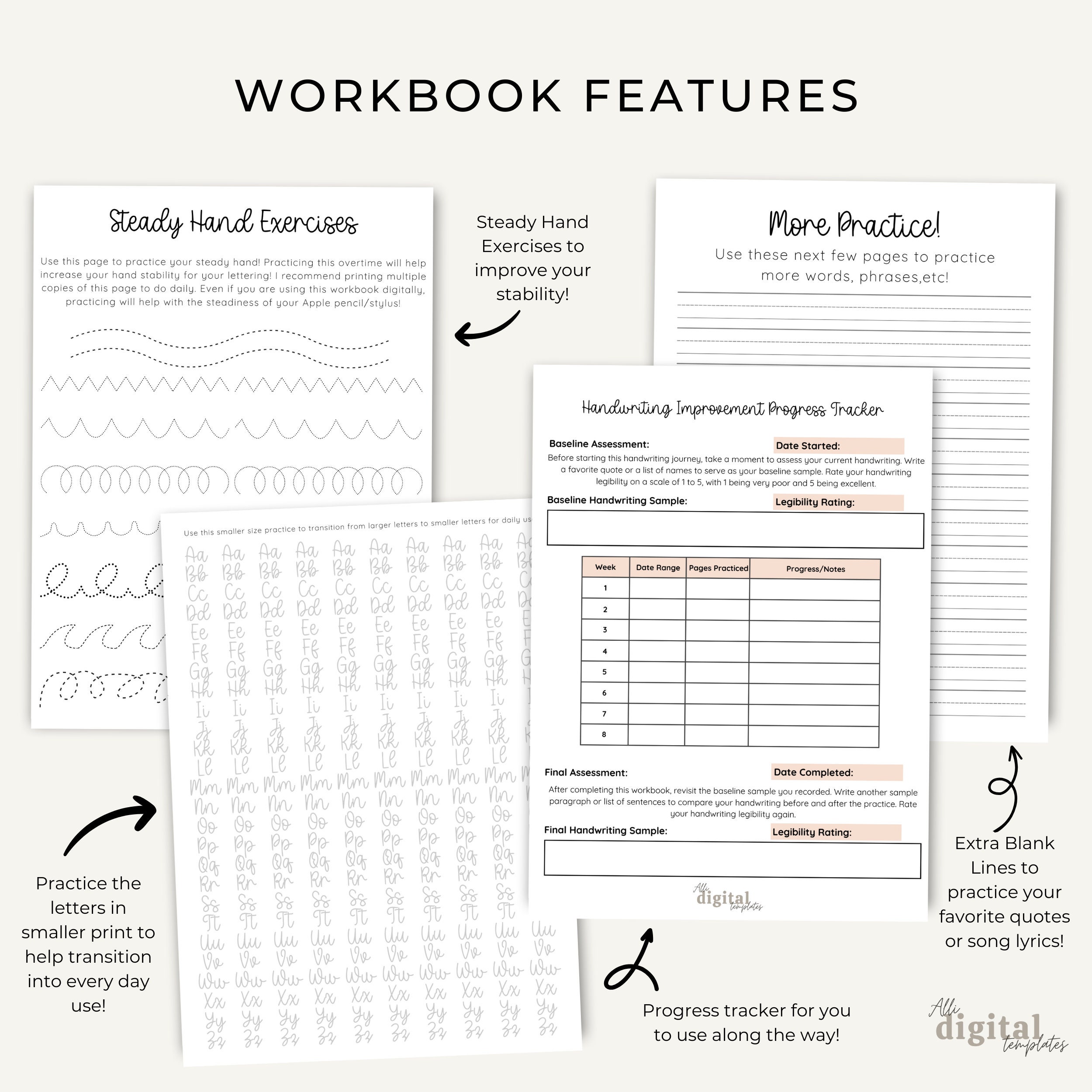 Monoline Bouncy Cursive Handwriting Practice Workbook, Lettering ...