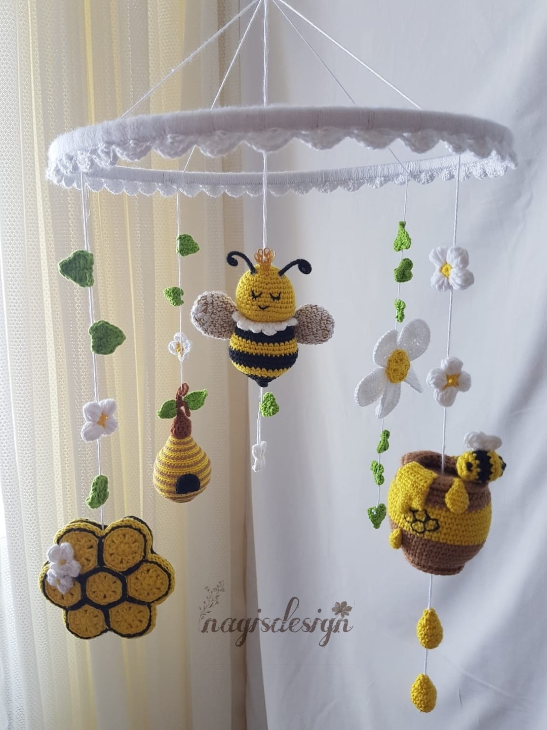Crochet Honey Bee Baby Mobile Pattern, Amigurumi Crib Decor (english ...
